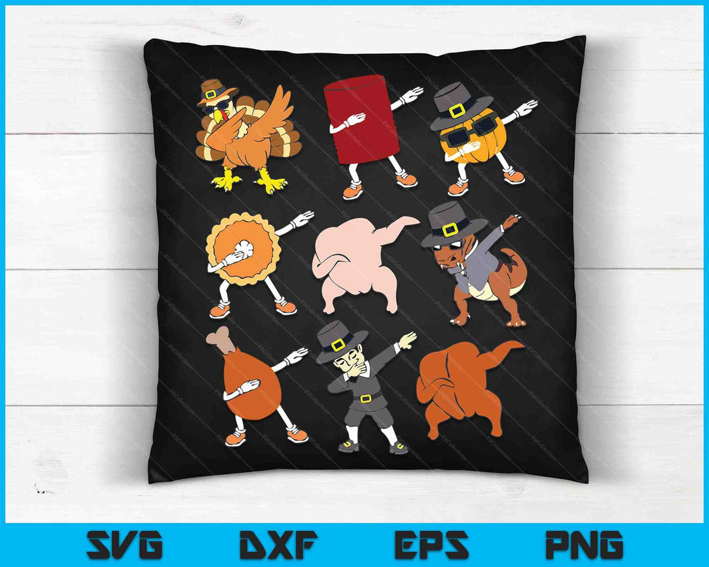 Dabbing Turkey T Rex Pilgrim Thanksgiving Boys Kid Dab SVG Files ...