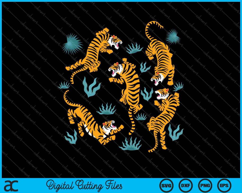 Dancing Tiger Cartoon Graphic SVG PNG Cutting Printable Files ...
