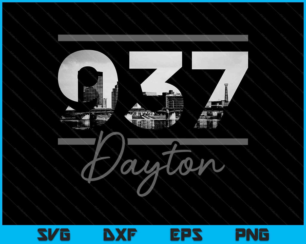 Dayton 937 Area Code Skyline Ohio Vintage SVG PNG Cutting Files ...