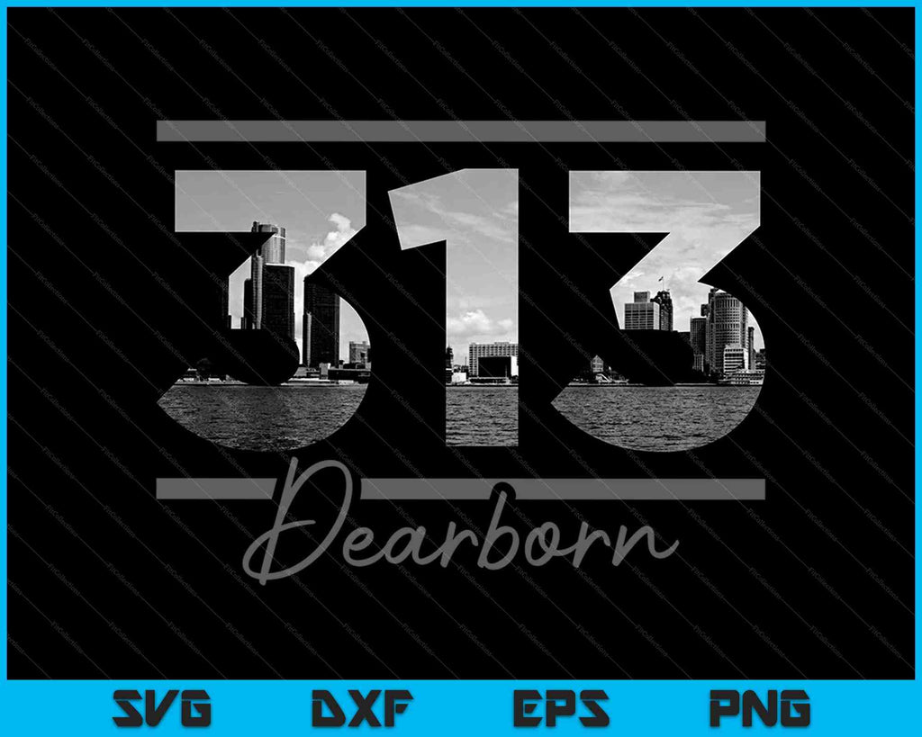 Dearborn 313 Area Code Skyline Michigan Vintage SVG PNG Files ...