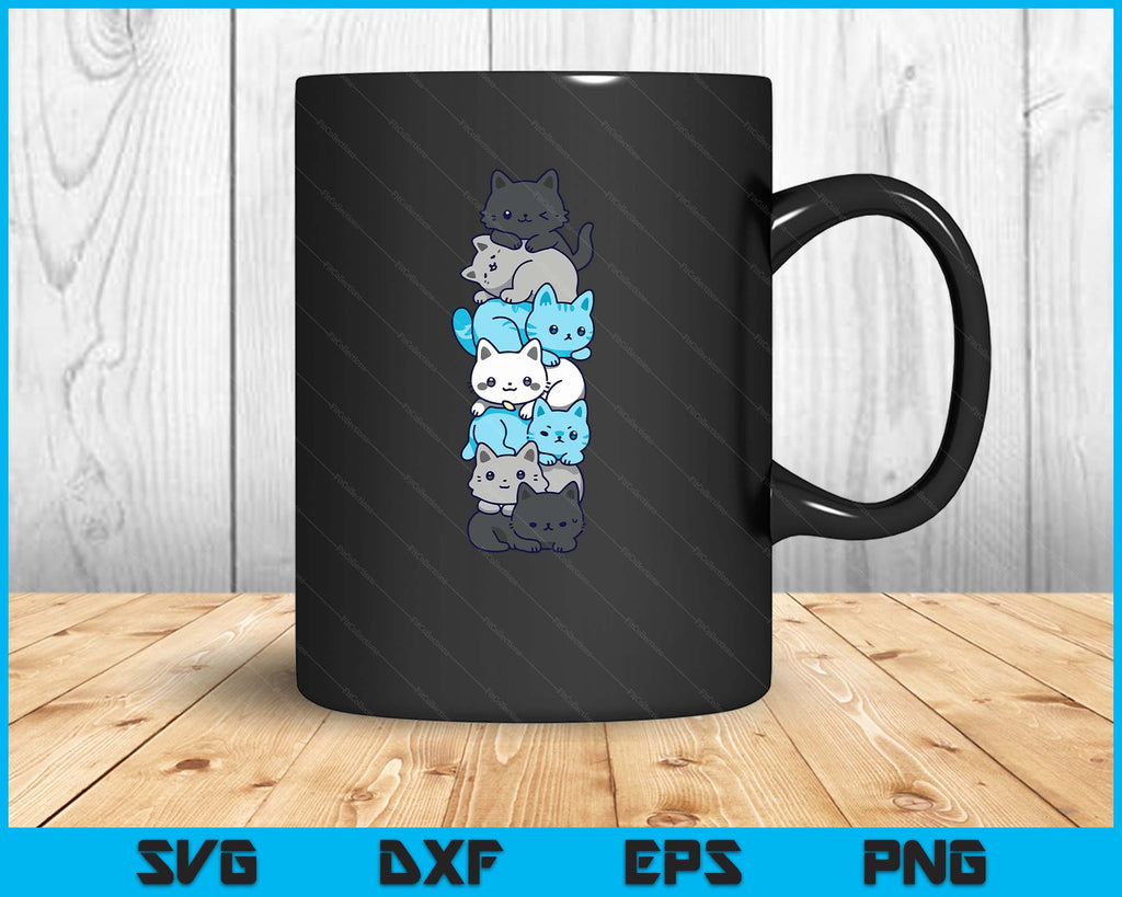 Demiboy Pride Cat LGBT Demi Boy Flag Stuff Cute Kawaii Cats SVG Files ...