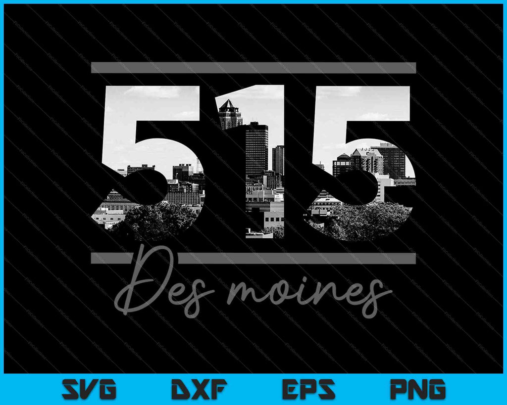Des Moines 515 Area Code Skyline Iowa Vintage SVG PNG Files ...