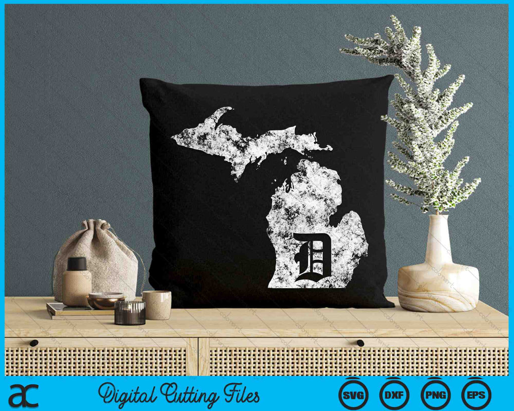 Detroit Michigan Motor City Midwest D Mitten SVG Digital Cutting Files ...