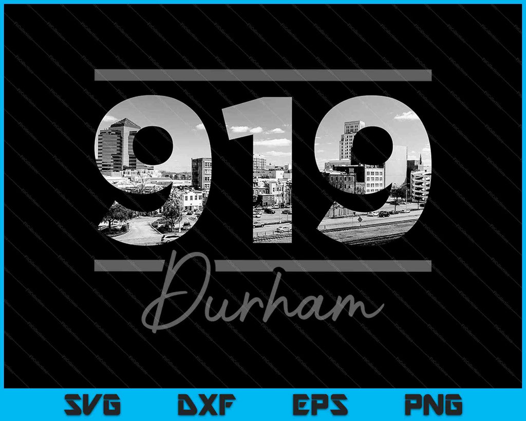 Durham 919 Area Code Skyline North Carolina Vintage SVG PNG Files ...