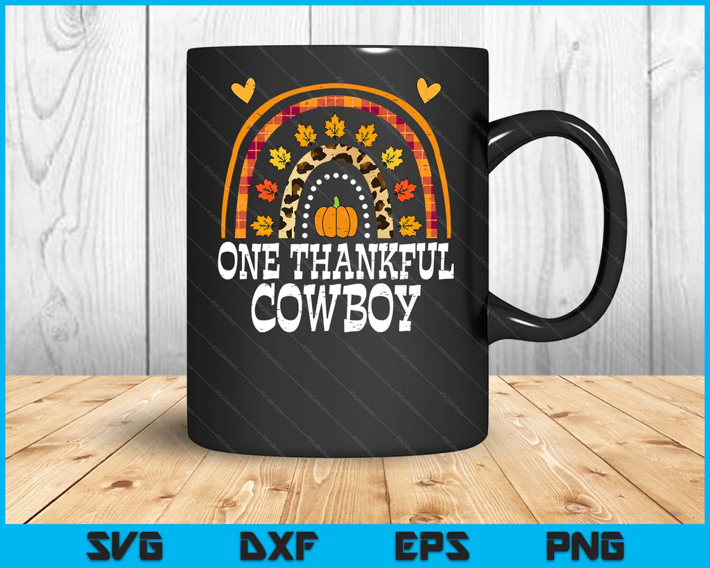 Fall Rainbow One Thankful Cowboy Thanksgiving Fall SVG PNG Files ...