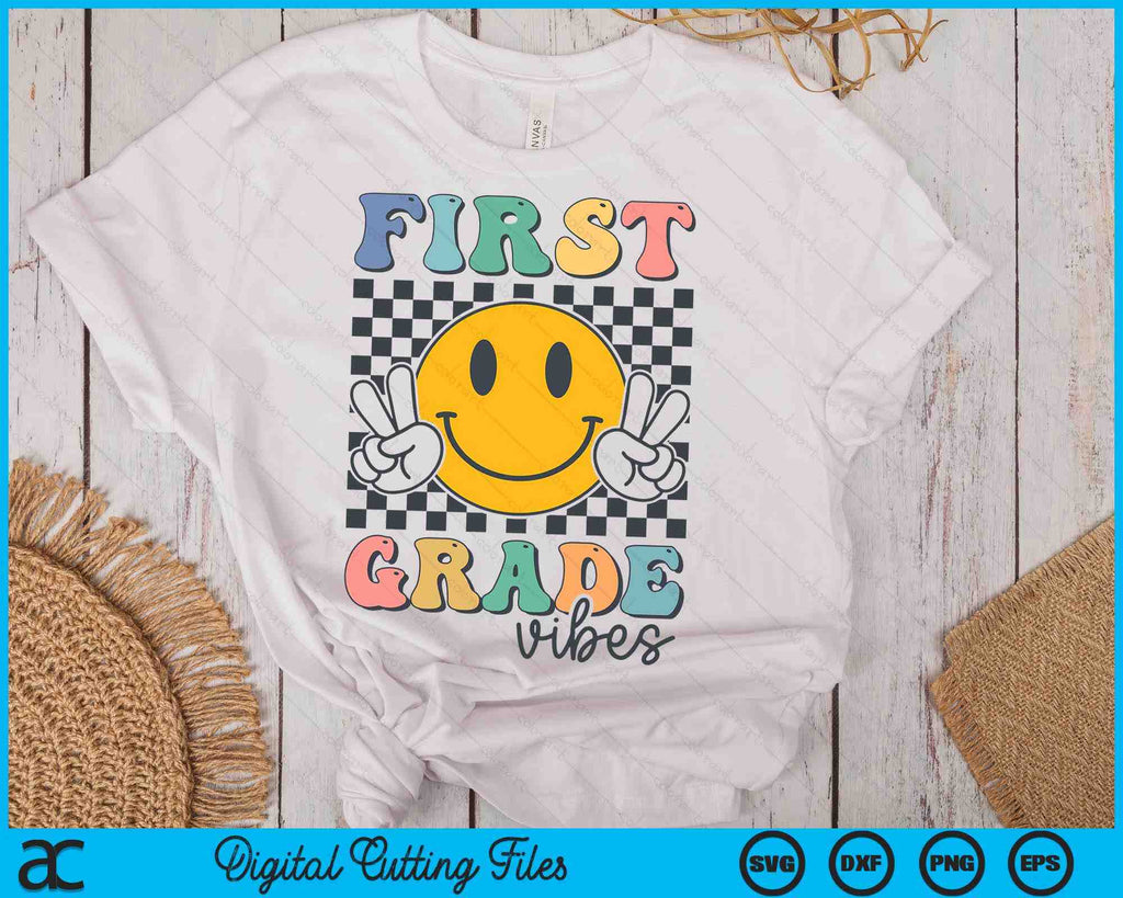 First Grade Vibes Retro Smile Back To School 1st Grade SVG PNG Files ...