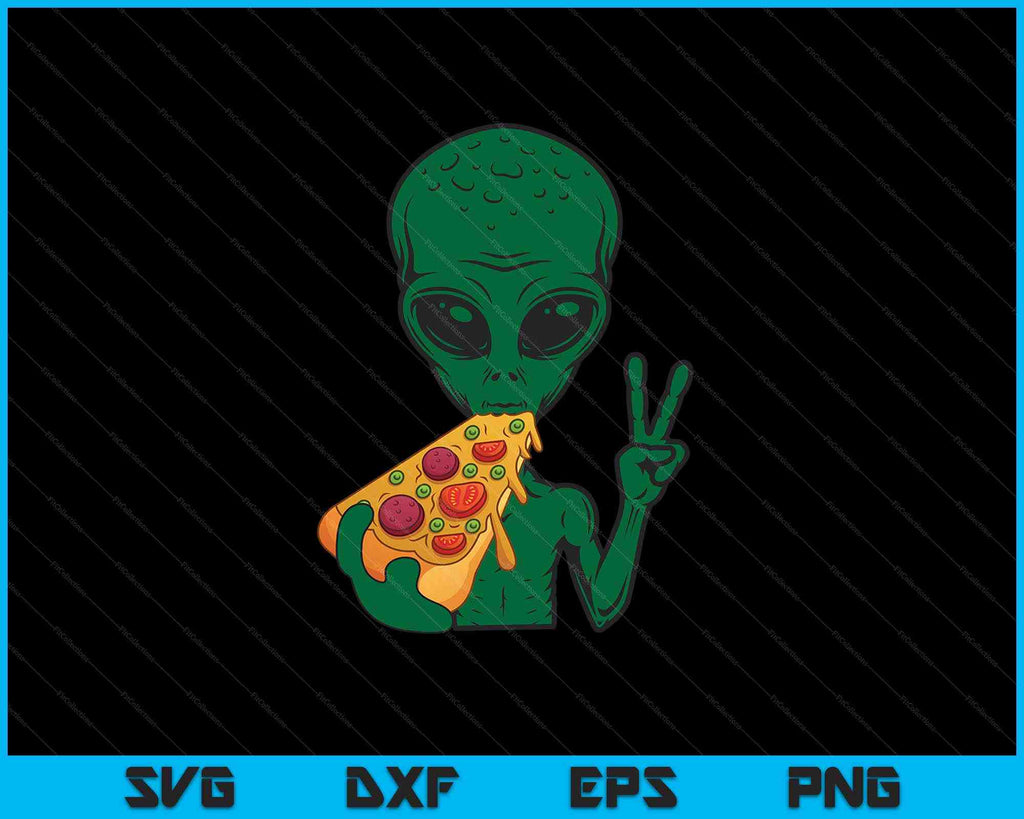 Funny Alien Head Eating Pizza SVG PNG Cutting Printable Files ...