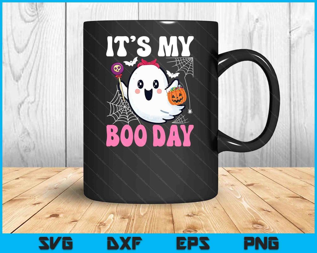 Funny Its My Boo Day Cute Halloween Birthday Ghost Pink Bow SVG Files ...