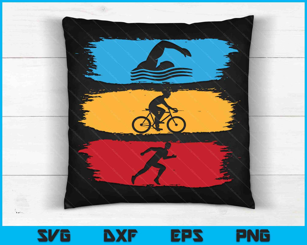 Funny Triathlon Swim Bike Run Design Men Women SVG PNG Cutting Files ...