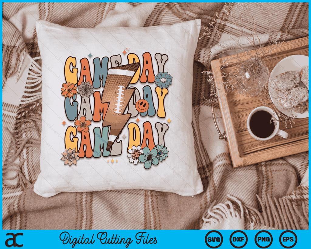 Game Day American Football Season Groovy Football Girl Team SVG Files ...