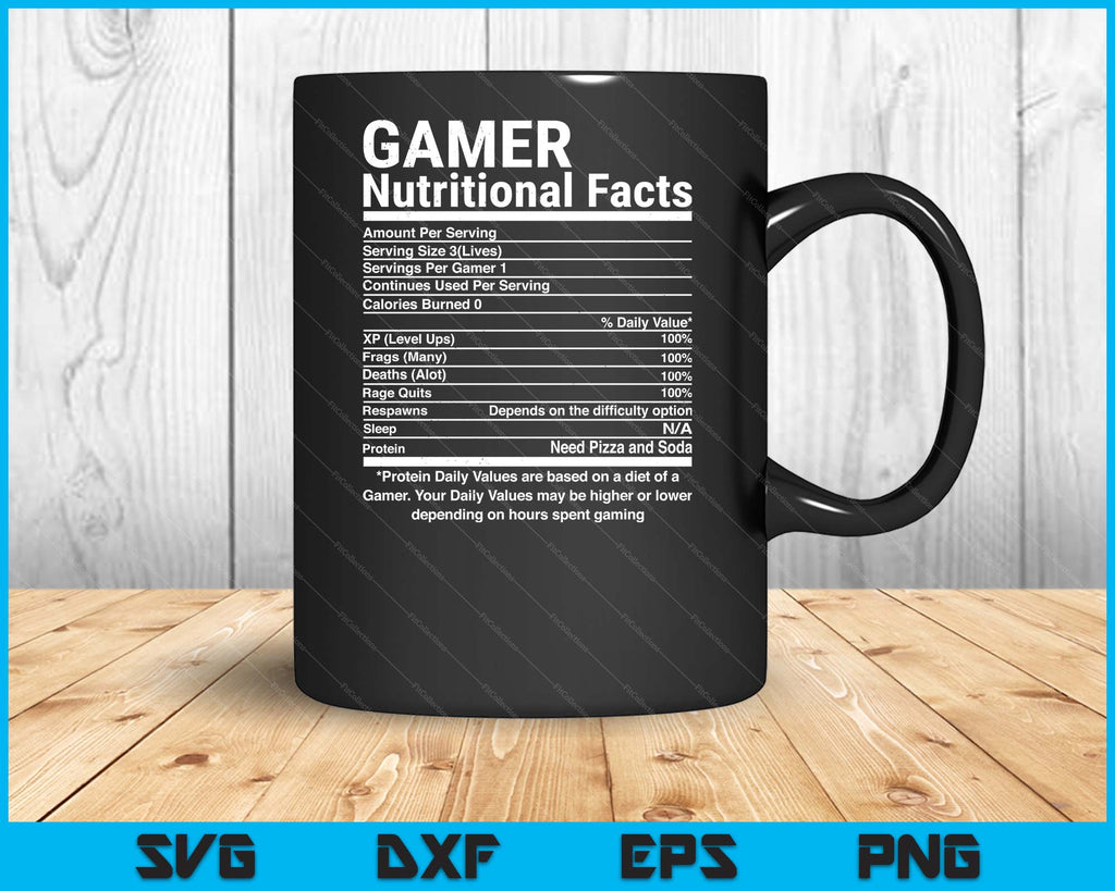 Gamer Nutrition Facts Video Games Computer Nerd SVG PNG Files ...