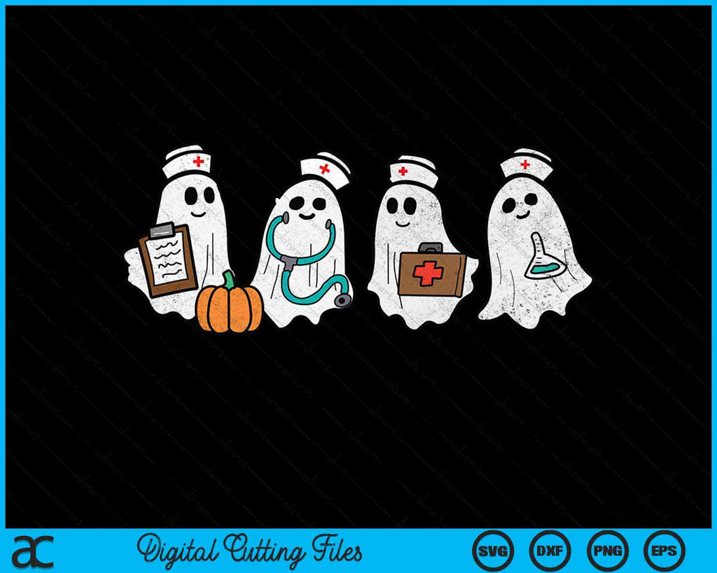 Ghost Nurses Halloween Crew Costume Scrub Top SVG Cutting Files ...