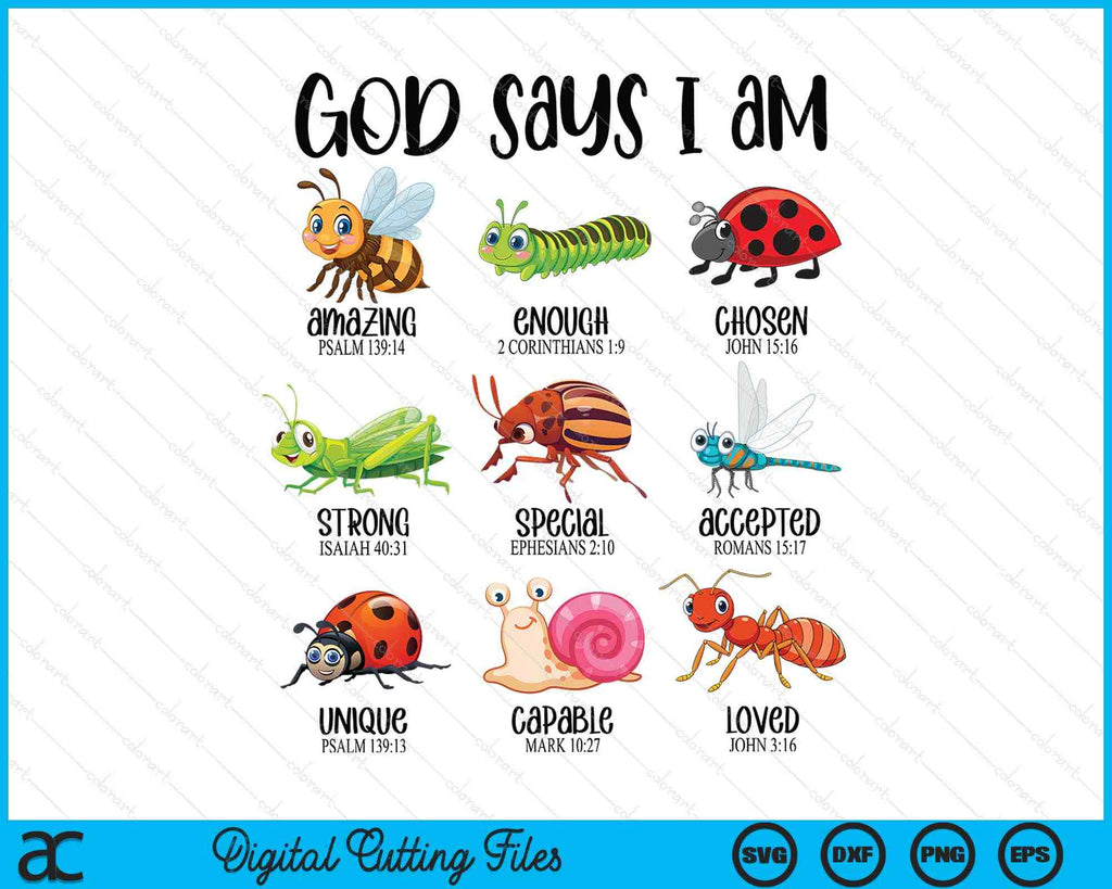 God Says I Am Christian Bug Hunter Hunting Bugs SVG PNG Digital Files ...