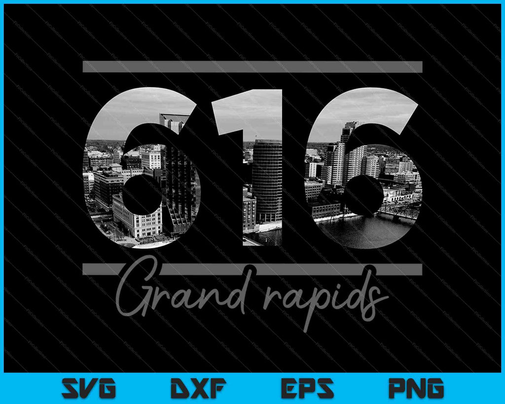 Grand Rapids 616 Area Code Skyline Michigan Vintage SVG PNG Files ...