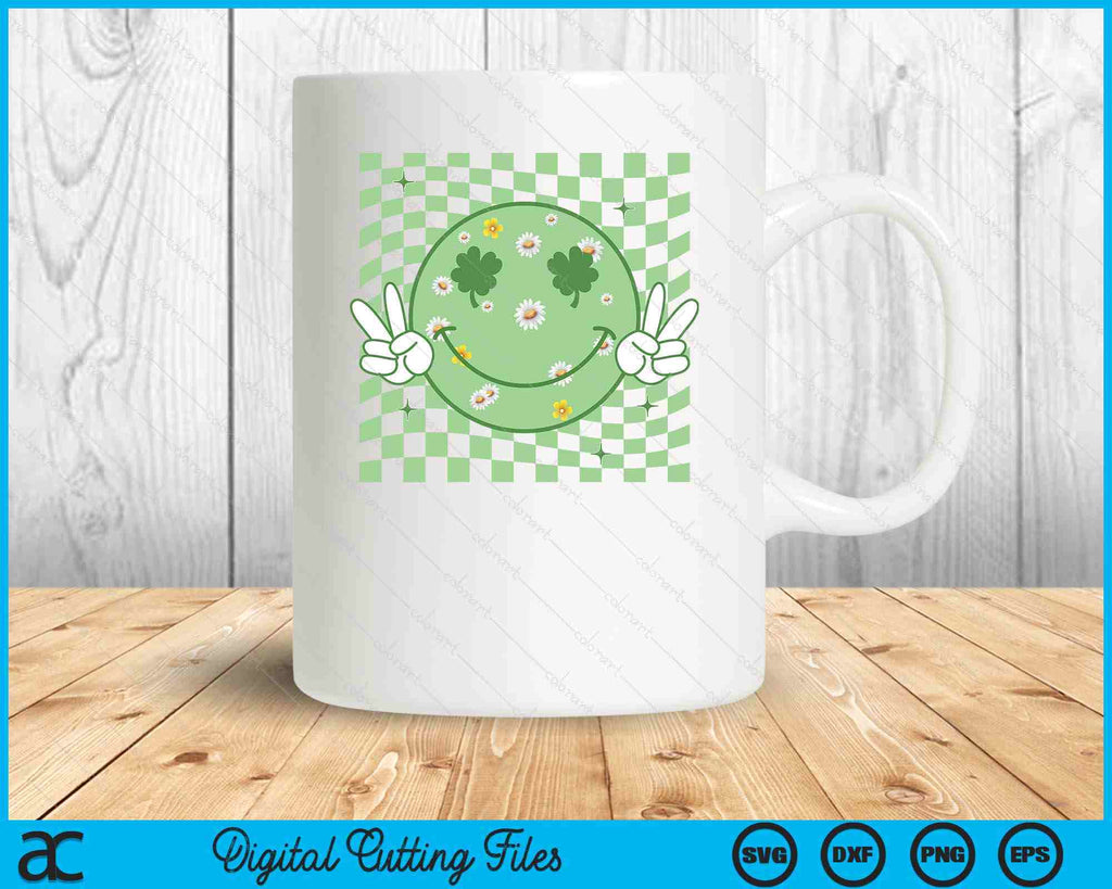 Groovy Shamrock Smile Face St Patricks Day SVG PNG Printable Files ...