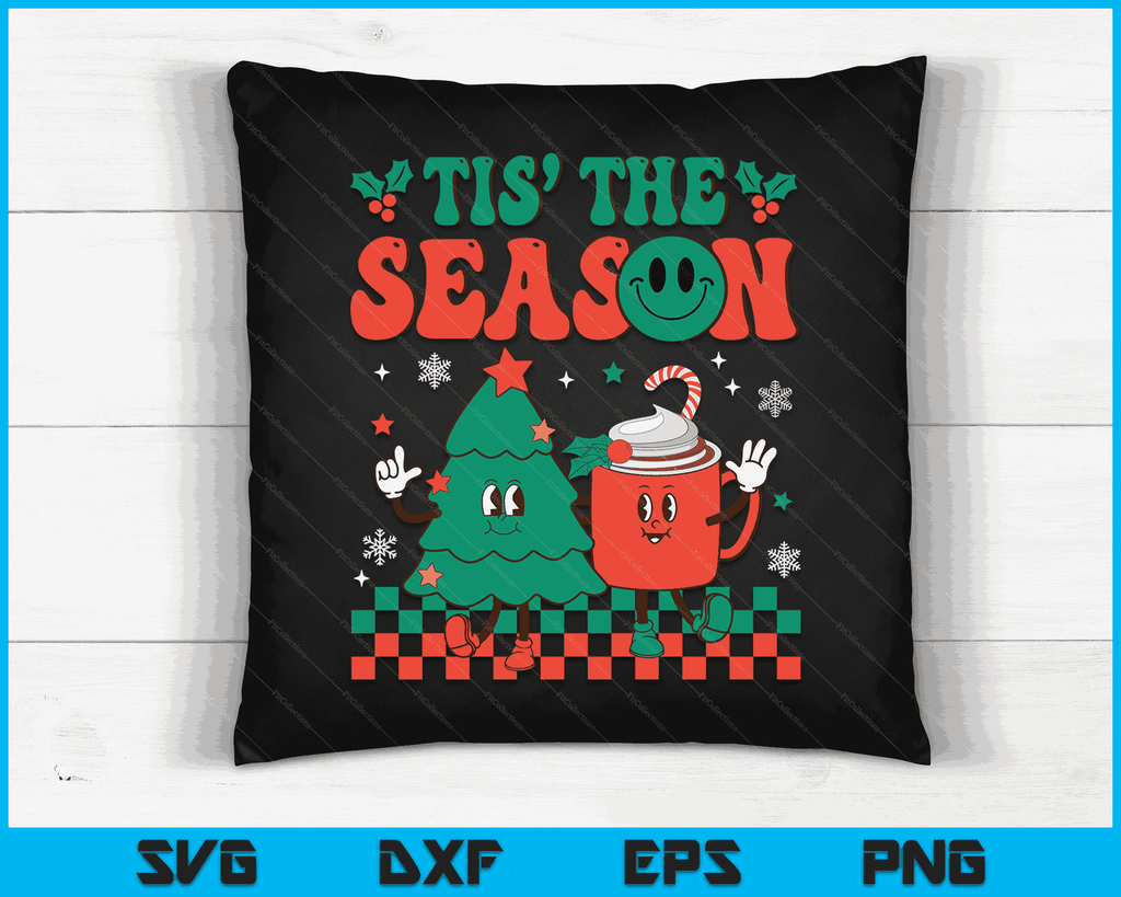 Groovy Tis The Season Christmas Hippie Hot Cocoa Pine Tree SVG Files ...