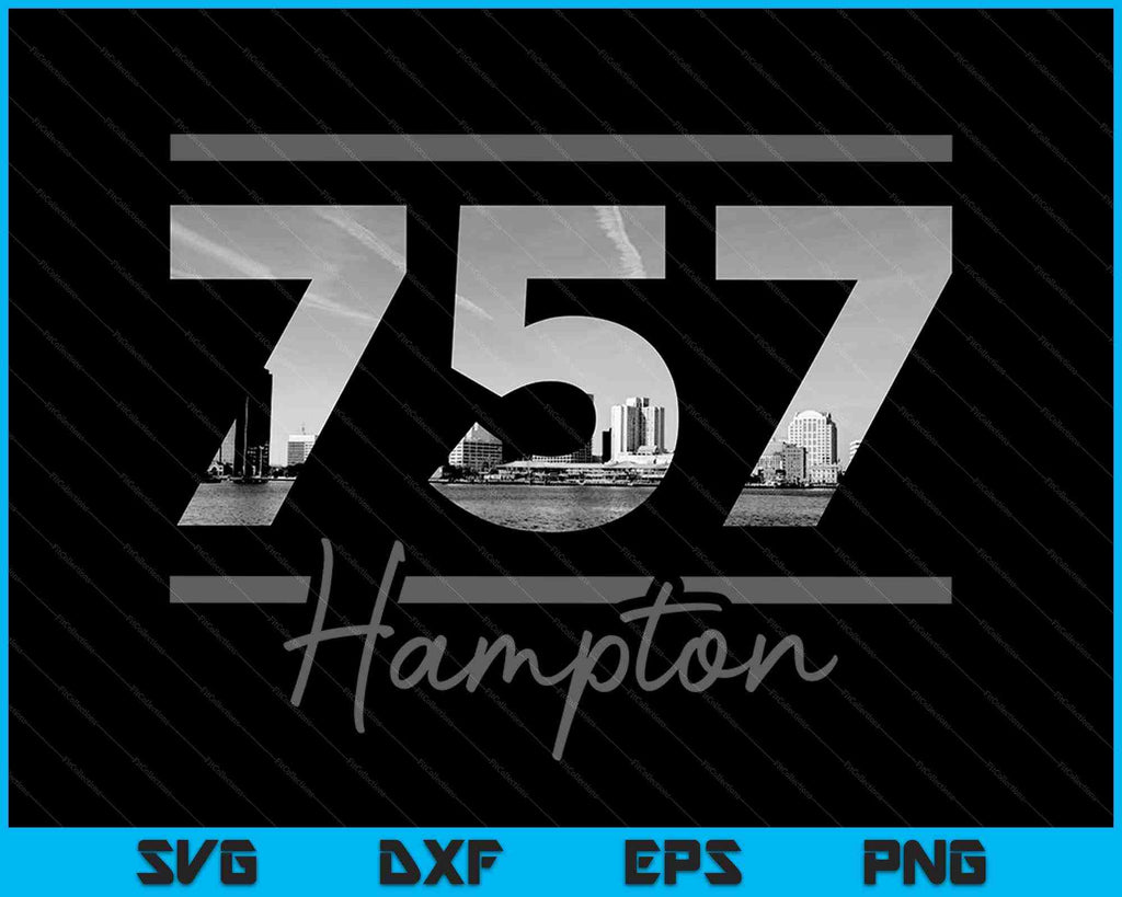 Hampton 757 Area Code Skyline Virginia Vintage SVG PNG Files ...