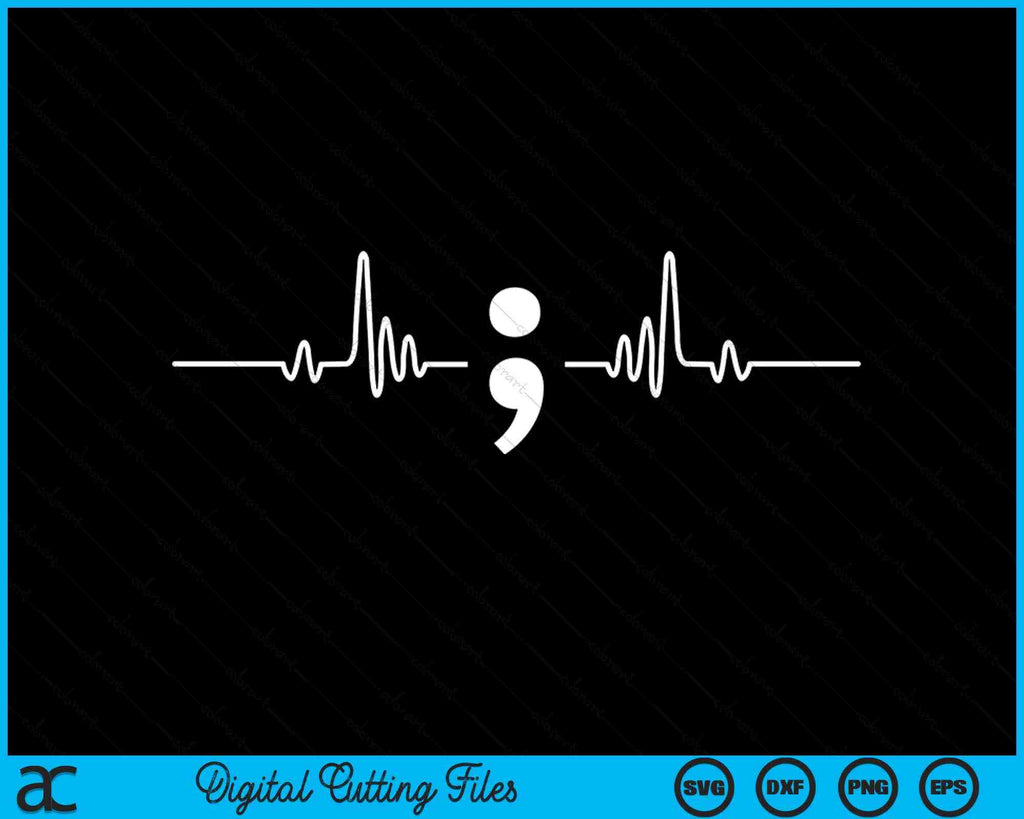 Heart Beat Semicolon Mental Health Awareness SVG PNG Digital Files ...