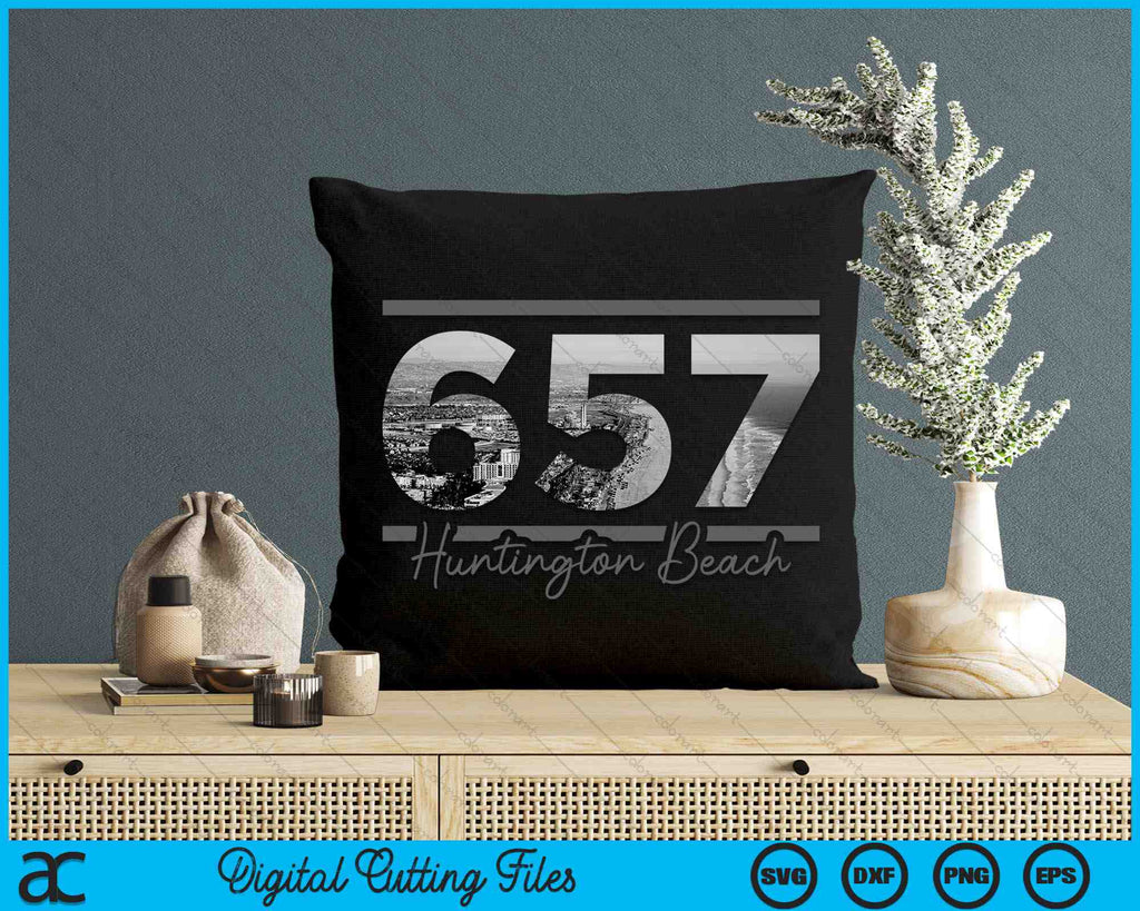 Huntington Beach 657 Area Code Skyline California Vintage SVG Files ...