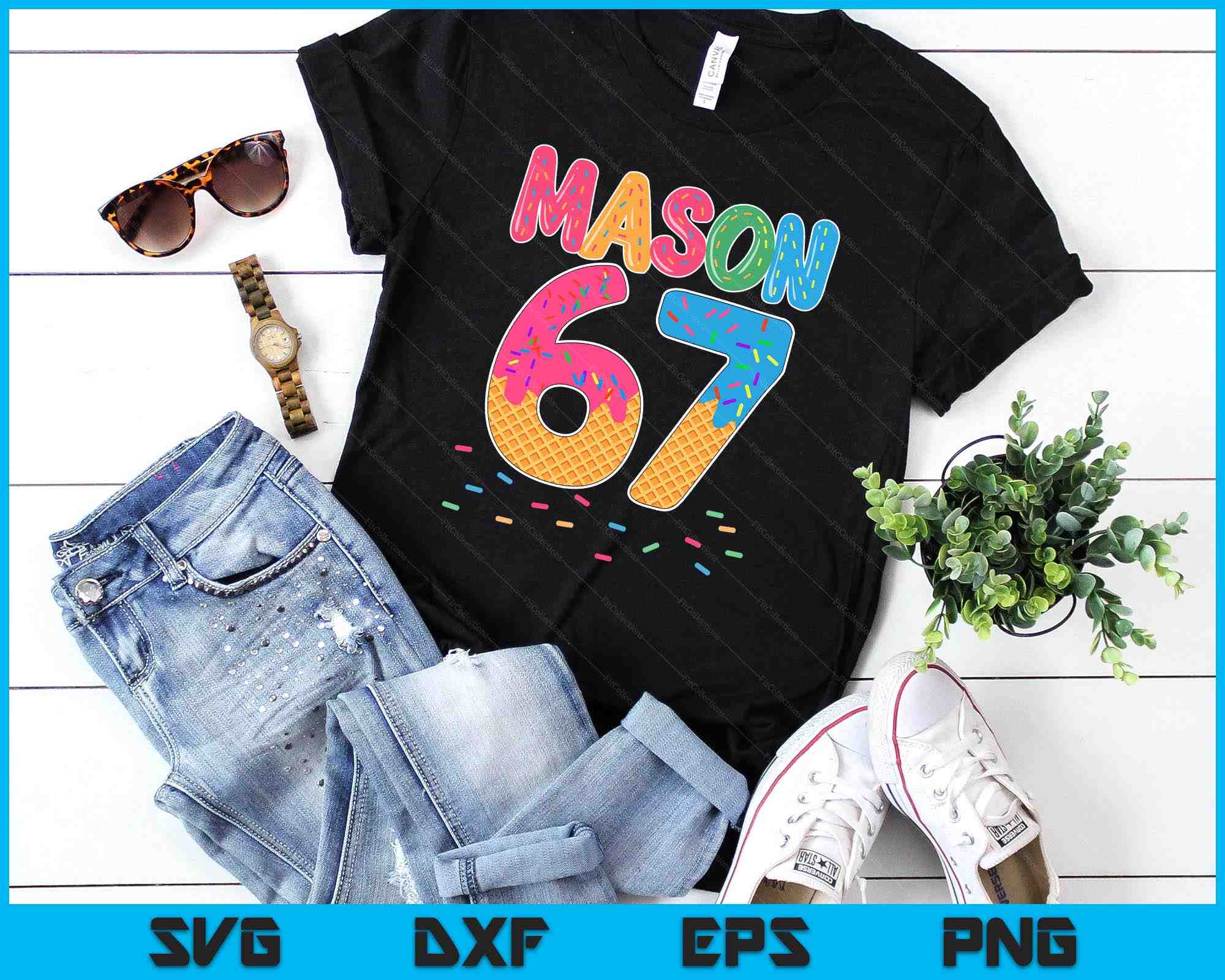 Ice Cream Drip Mason Six Seven 6 7 Gen Alpha Slang Meme 67 SVG Files ...