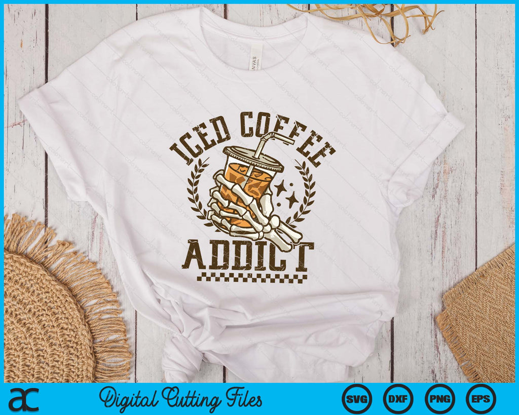 Iced Coffee Addict Skeleton Hand SVG PNG Digital Printable Files ...