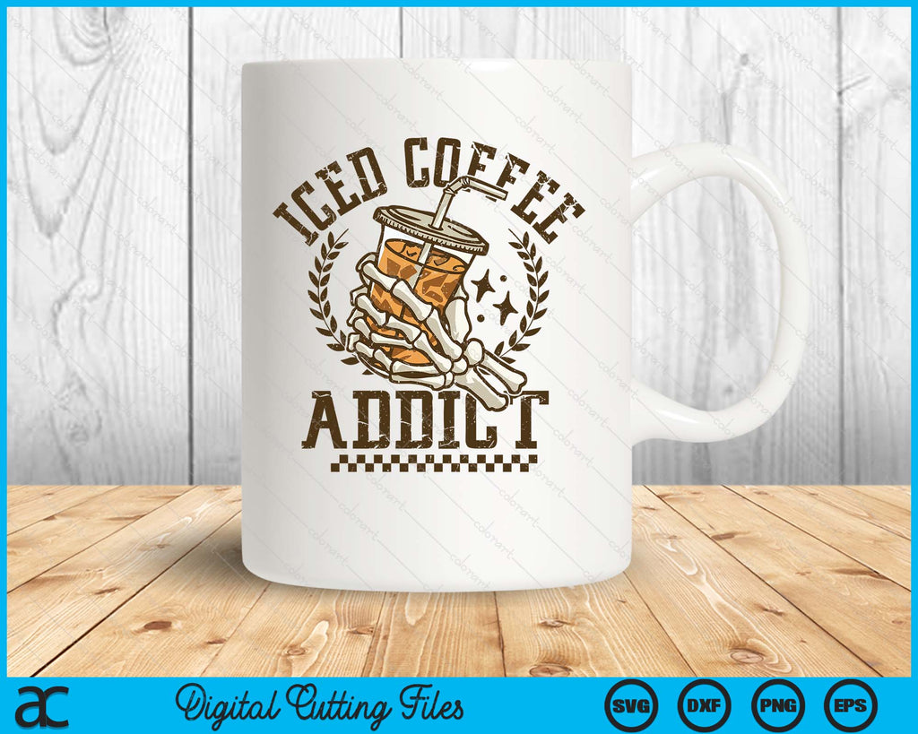 Iced Coffee Addict Skeleton Hand SVG PNG Digital Printable Files ...