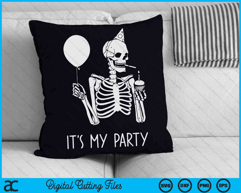 Its My Party Lazy Halloween Costume Skeleton Skull SVG Cutting Files ...