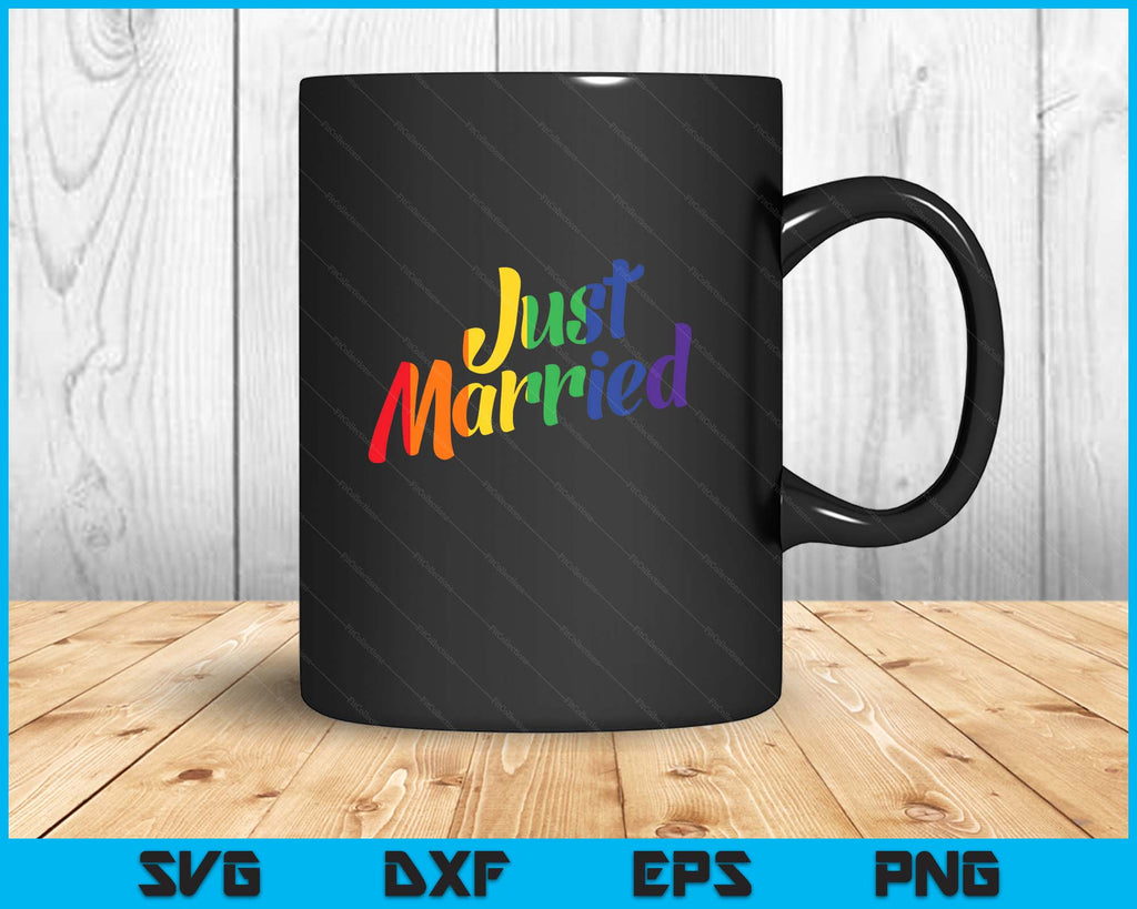 Just Married Gay Lesbian LGBT Wedding Rainbow LGBT SVG PNG Files ...