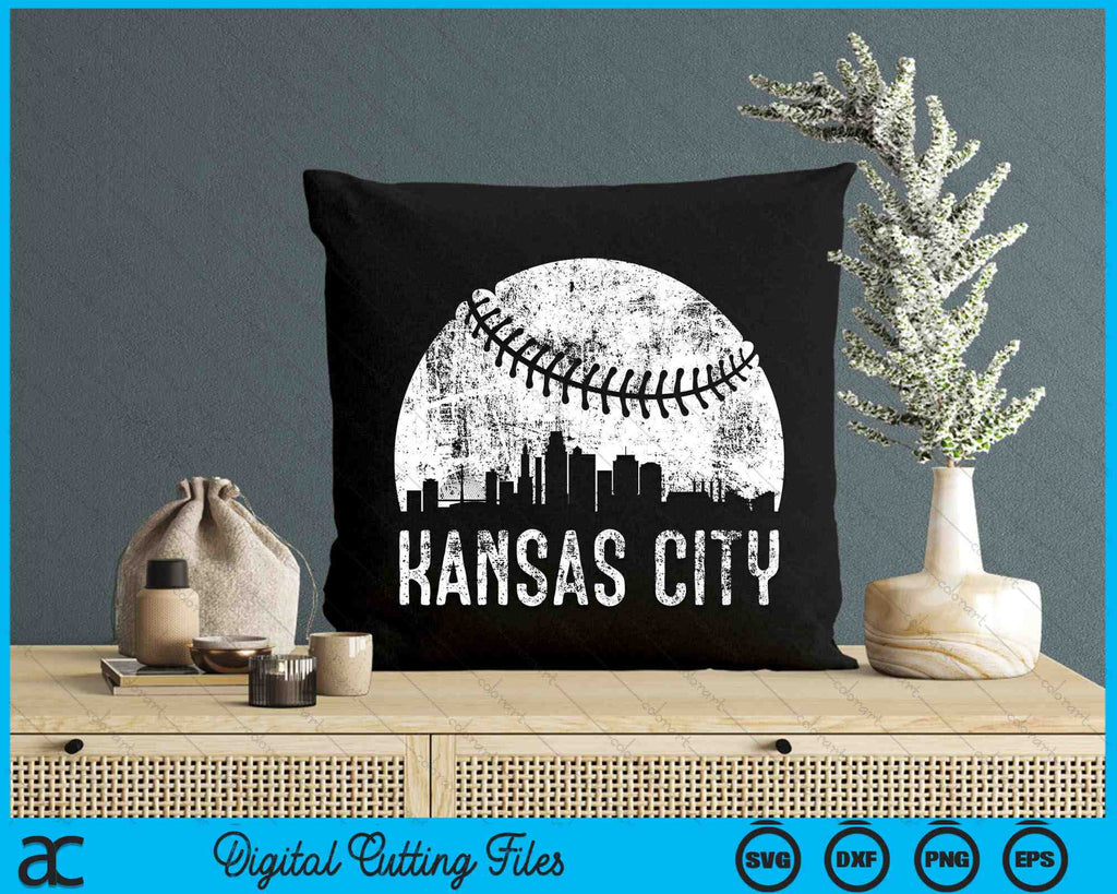 Kansas City Skyline Vintage Kansas City Baseball SVG PNG Cutting Files ...