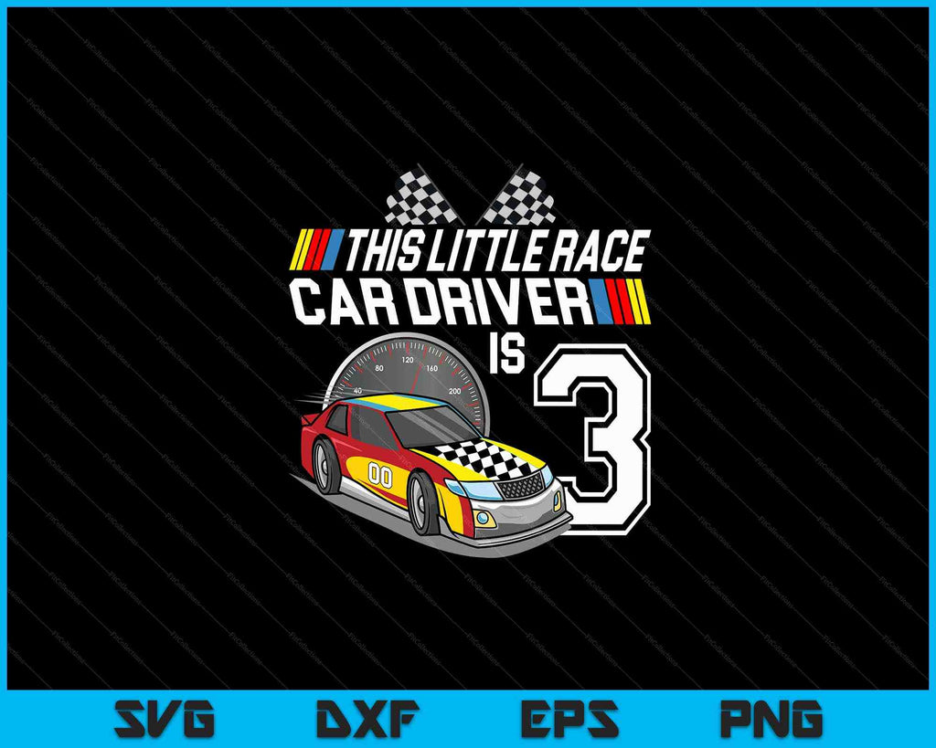 Kids 3 Year Old Race Car Birthday 3rd Stock Car Racing Party SVG Files ...