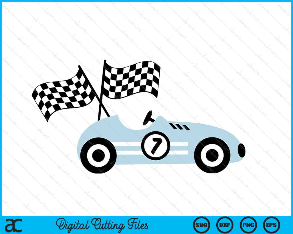 Kids 7th Birthday Race Car 7 Year Old Car Racing SVG PNG File ...