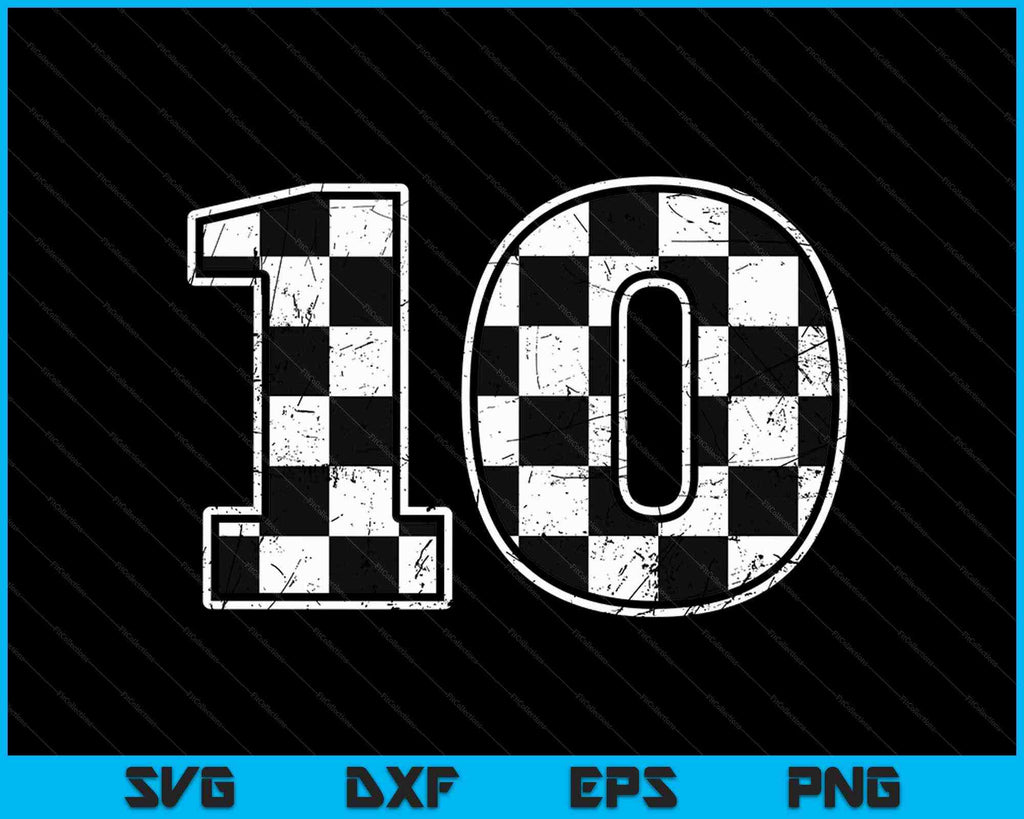 Birthday Boy 10 Ten Race Car 10th Birthday Racing Car Flag SVG Files ...