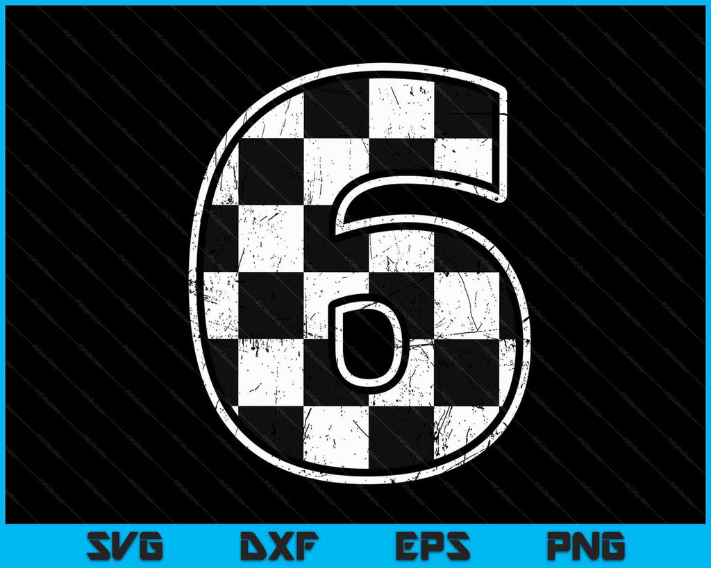 Birthday Boy 6 Six Race Car 6th Birthday Racing Car Flag SVG PNG Files ...