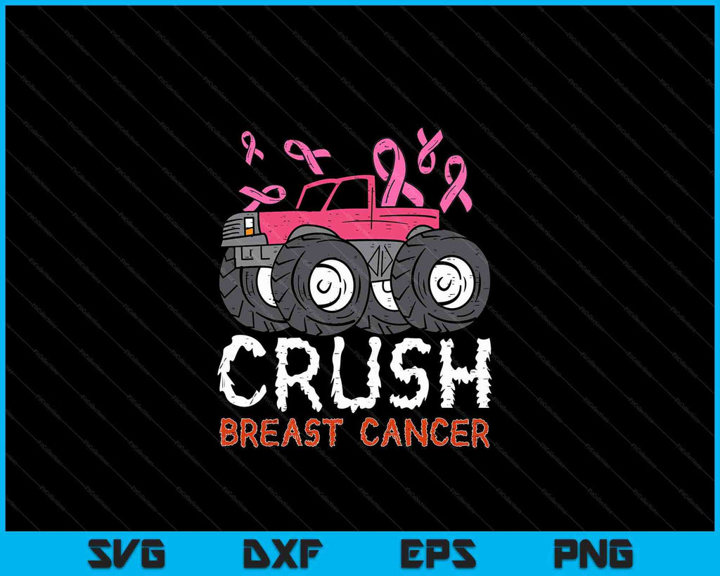 Kids Crush Breast Cancer Awareness Monster Truck SVG Cutting Files ...