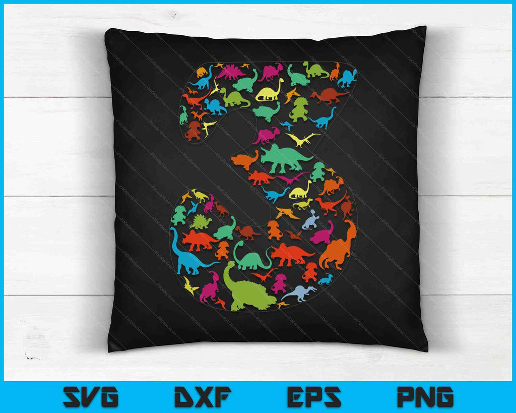 Kids Dinosaur 3rd Birthday Boy T-Rex Party Rawr I'm 3 SVG PNG Files ...
