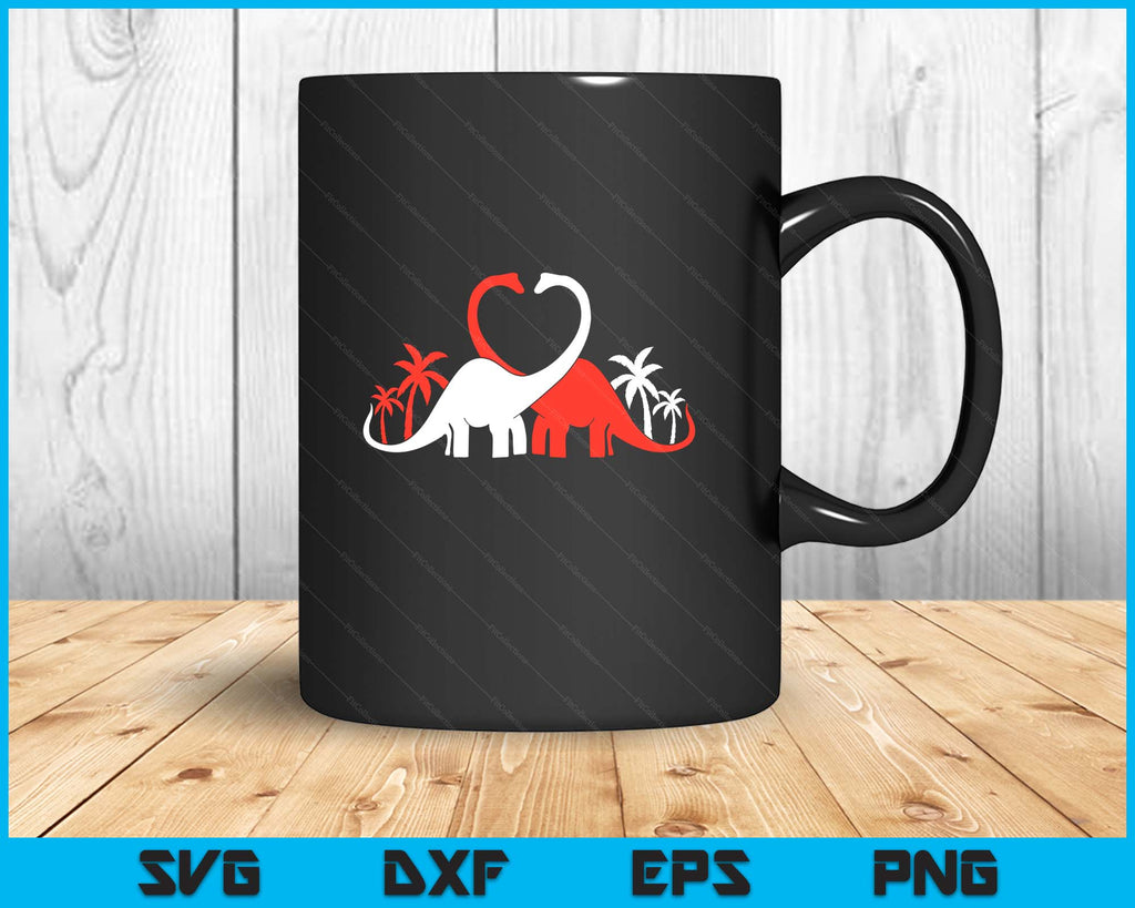 Kids Valentines Day Dino Brontosaurus Heart SVG PNG Digital Files ...