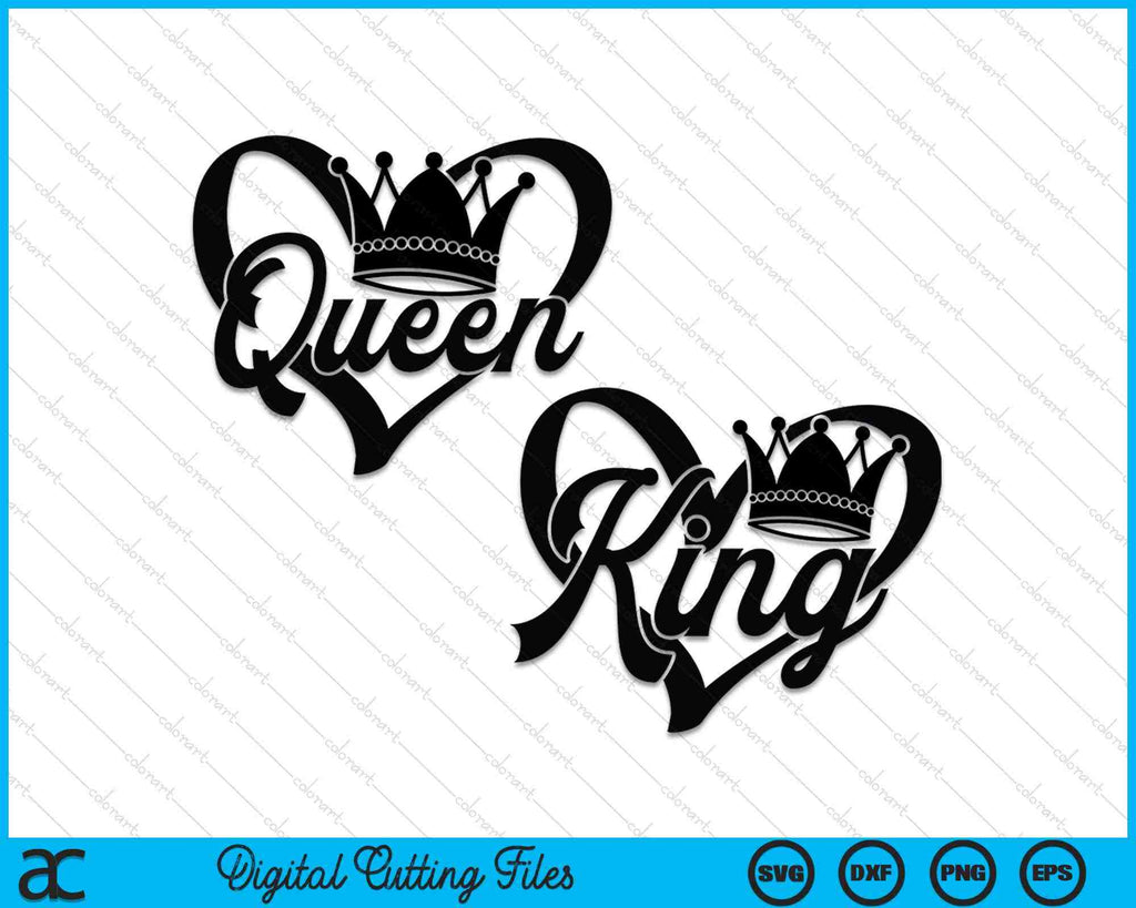 King And Queen Matching Couple SVG PNG Files – creativeusarts