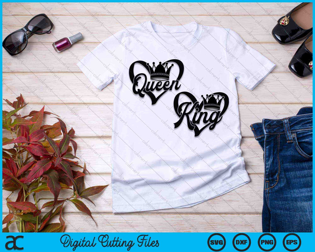 King And Queen Matching Couple SVG PNG Files – creativeusarts