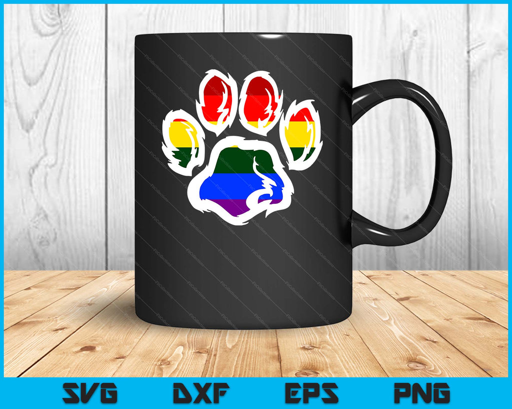 LGBT Ally Furry Pride Rainbow Fursuit Dog Paw Print SVG PNG Files ...
