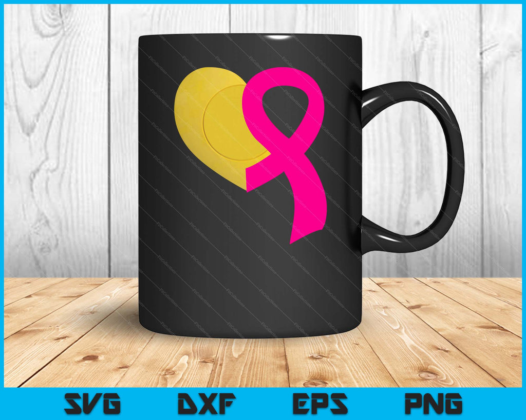 Lacrosse Ball Pink Ribbon Heart Breast Cancer Awareness SVG PNG Files ...