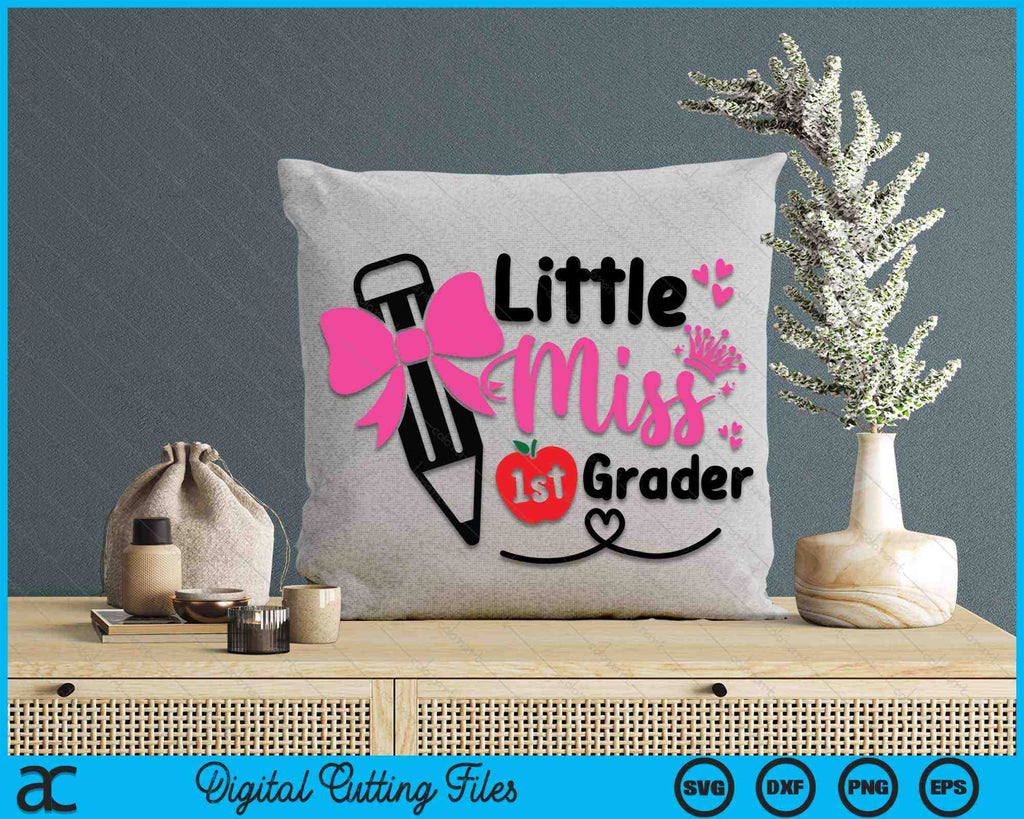 Little Miss 1st Grader First Day Of Hello First Grade Girls SVG Files ...