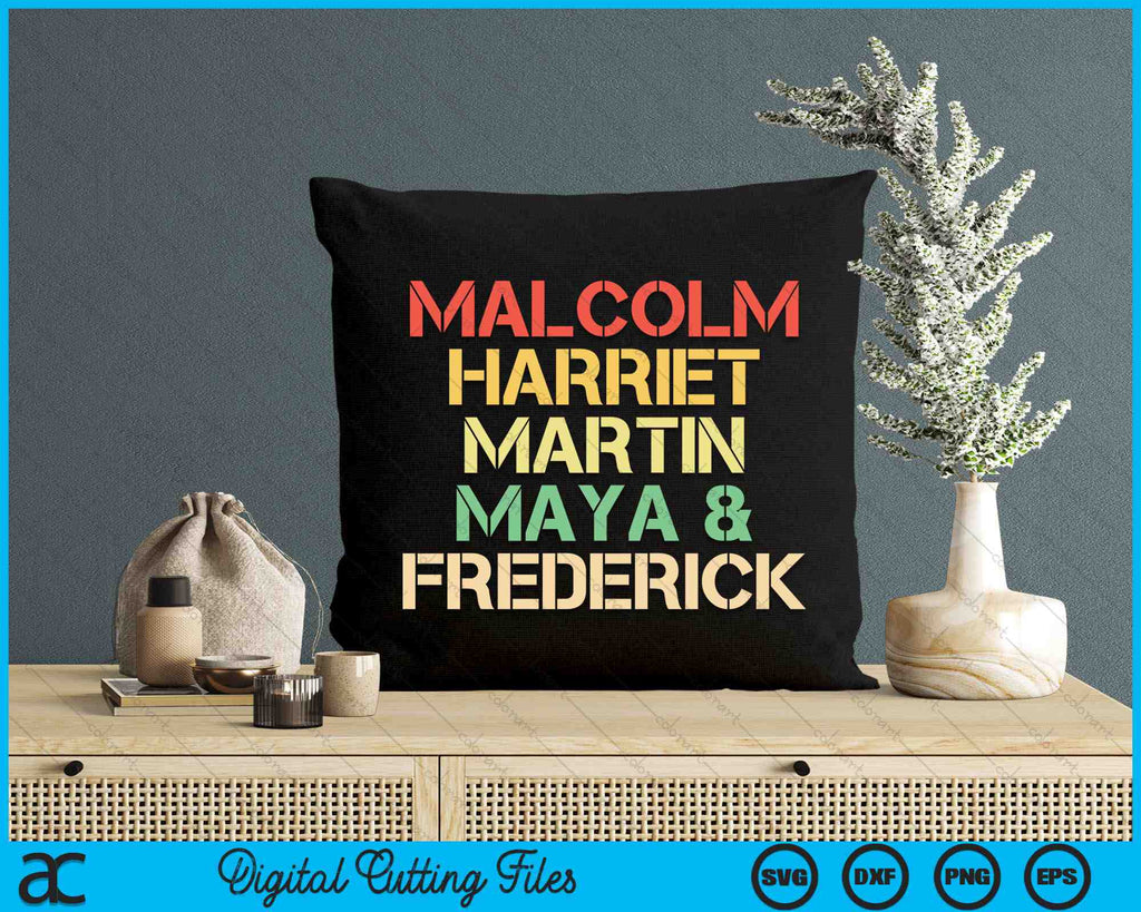 Malcolm Harriet Martin Maya Frederick Black History SVG PNG-bestanden ...