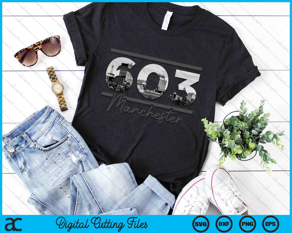 Manchester 603 Area Code Skyline New Hampshire Vintage SVG PNG Files ...