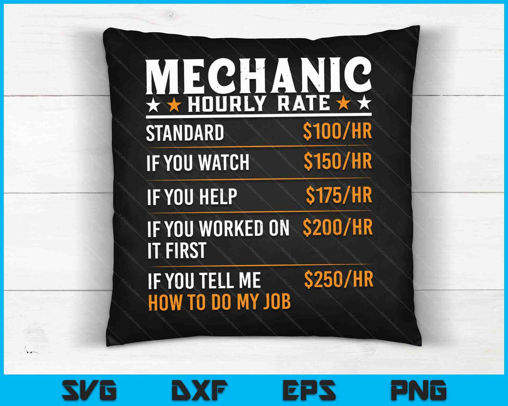 Mechanic Hourly Rate Funny Mechanic Worker SVG Digital Cutting Files ...