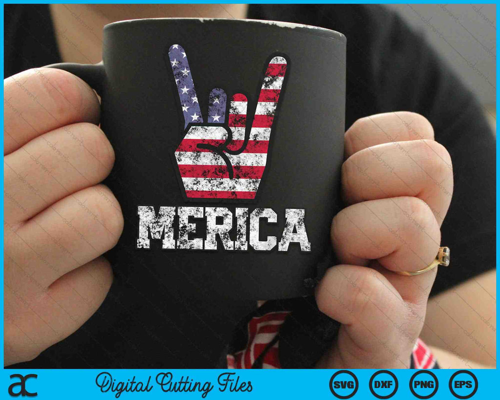 Merica Rock Sign 4th of July Vintage American Flag SVG PNG Files ...