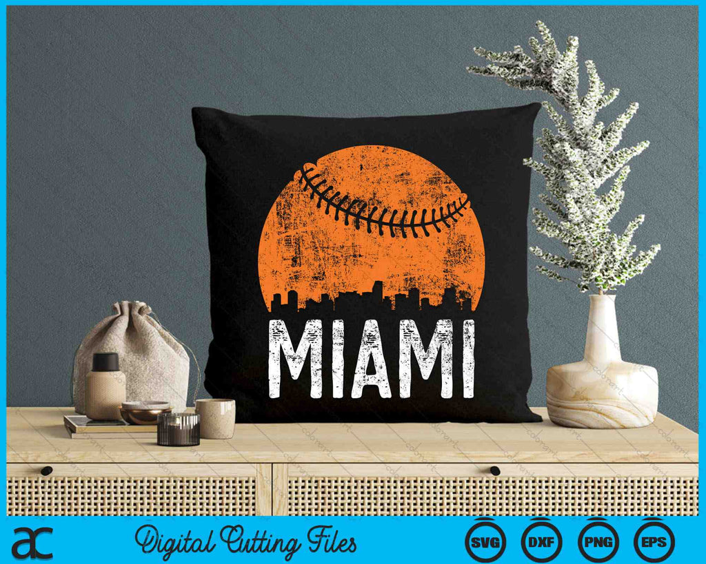 Miami Skyline Miami Baseball SVG PNG Digital Cutting Files – creativeusarts