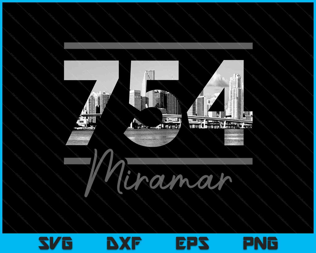 Miramar 754 Area Code Skyline Florida Vintage SVG PNG Files ...