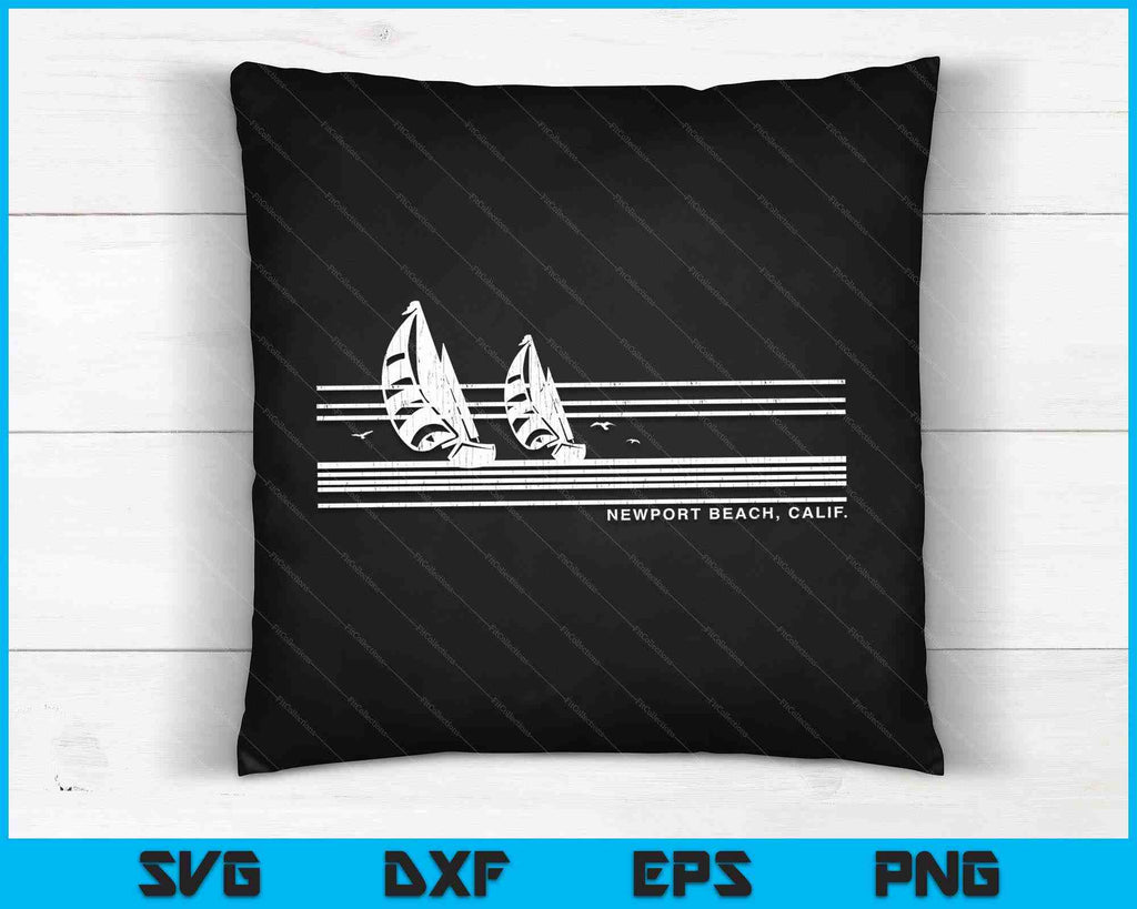 Newport Beach CA Vintage Sailing 70s Nautical Sailboat SVG PNG Files ...