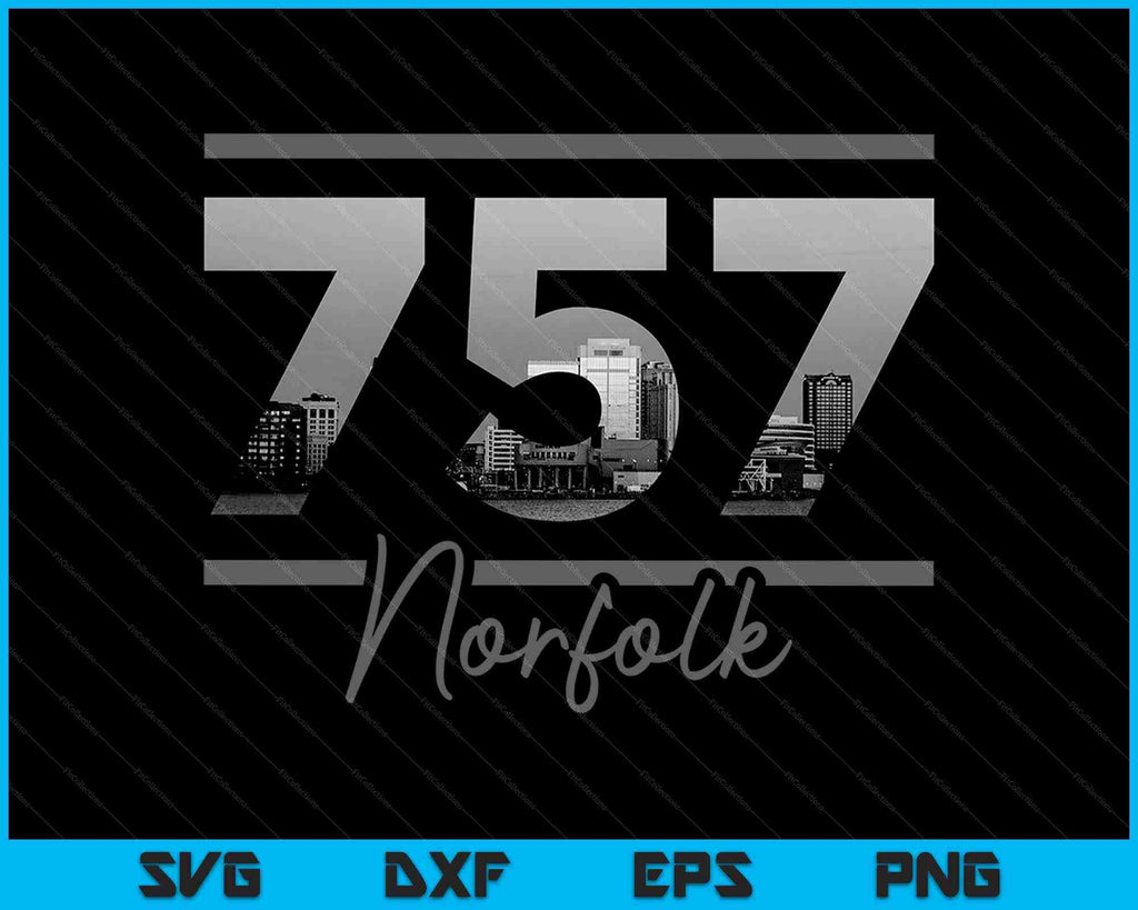 Norfolk 757 Area Code Skyline Virginia Vintage SVG PNG Files ...