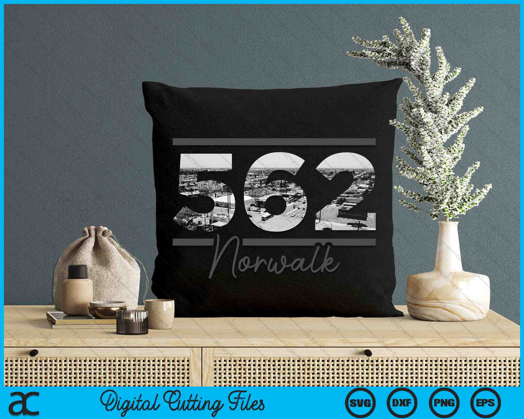 Norwalk 562 Area Code Skyline California Vintage SVG PNG Cutting Files ...